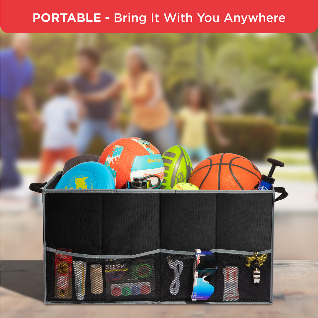 Auto Trunk organizer with 2 Large compartments, Handles, and Side Pock ...